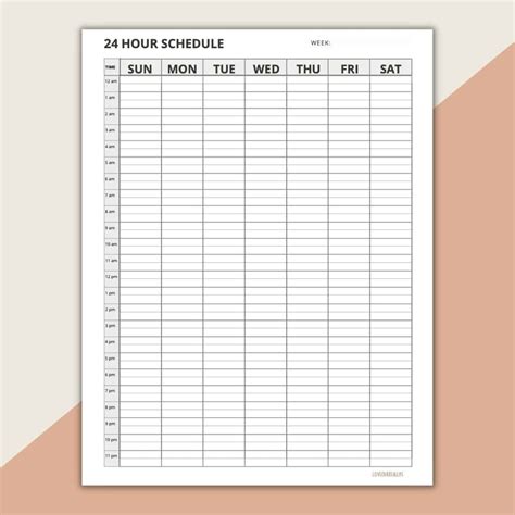 Hour By Hour Calendar Printable - Printable Art and Words - Face Surgery